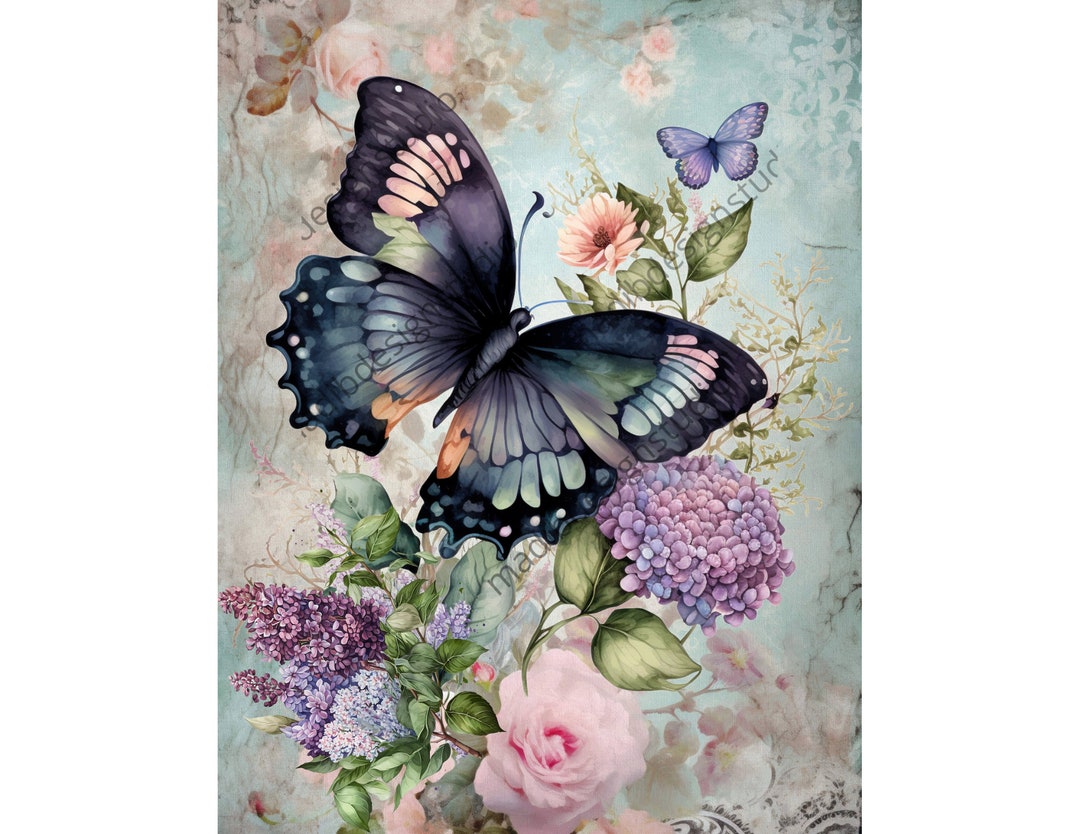 Butterfly Printable, Digital Png File, Butterfly Rice Paper Print ...