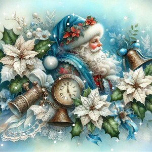 Santa Claus Digital Art Rice Paper Print Christmas Printable Sign Png ...