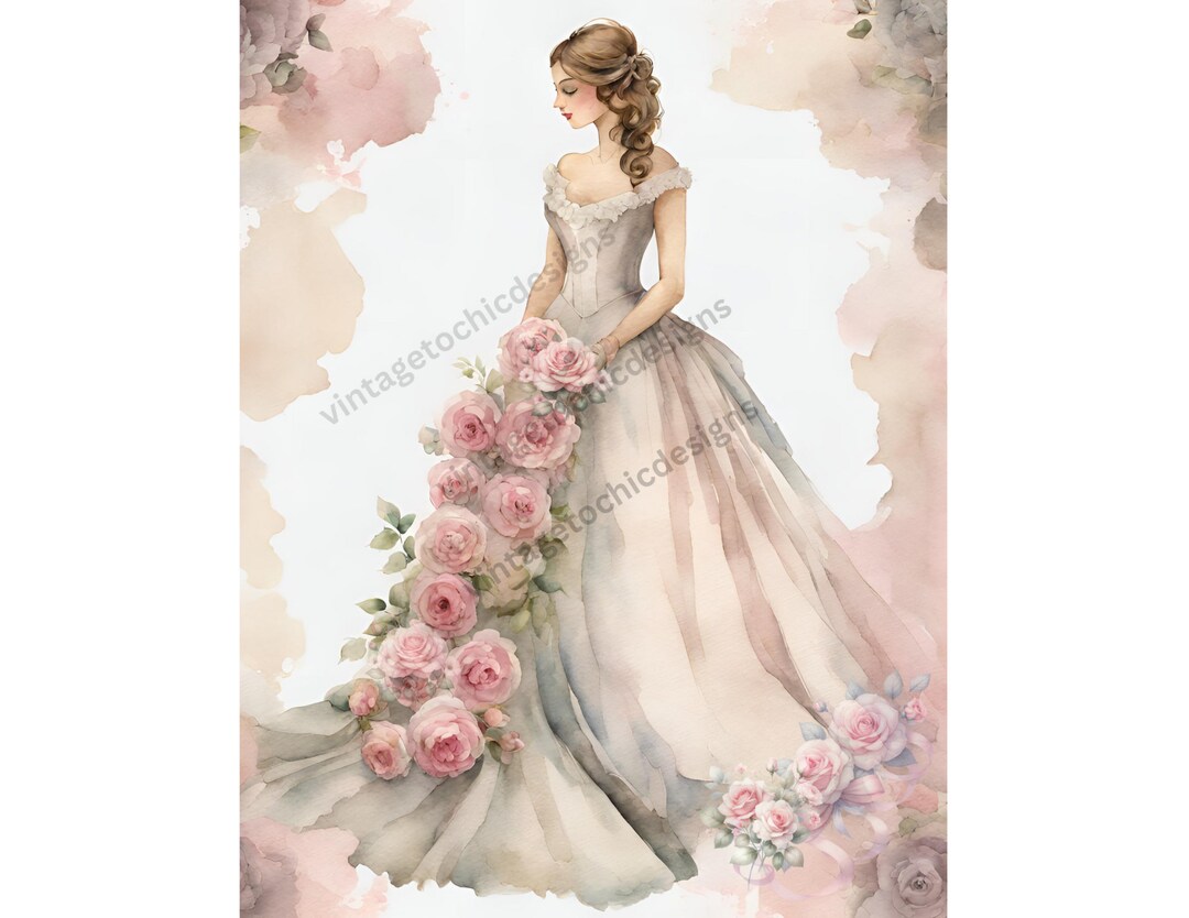 Victorian Decoupage Printable, Victorian Ladies Png File, Clipart, Pink ...