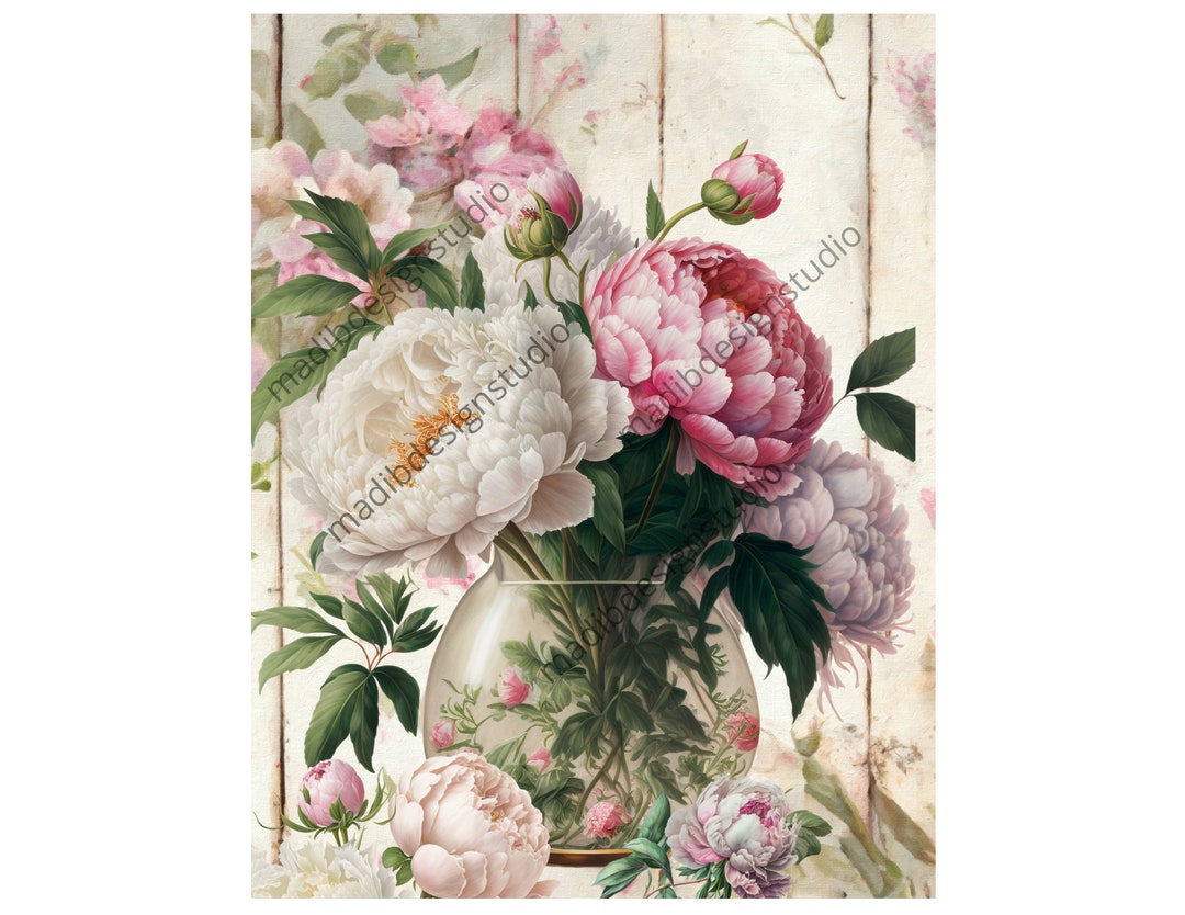 Floral Decoupage Paper Design, Digital Art, Digital Prints, Rice Paper ...