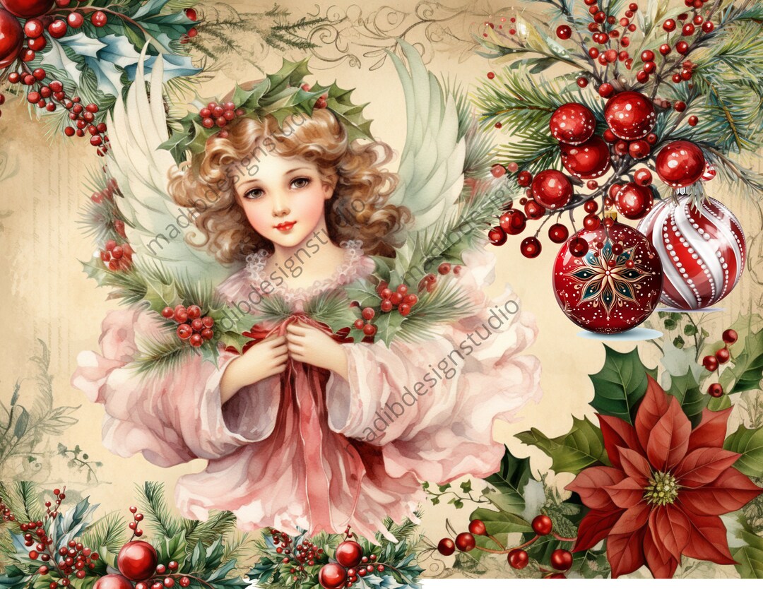 Angel Decoupage Print, Digital Art, Christmas Rice Paper, Spiritual ...
