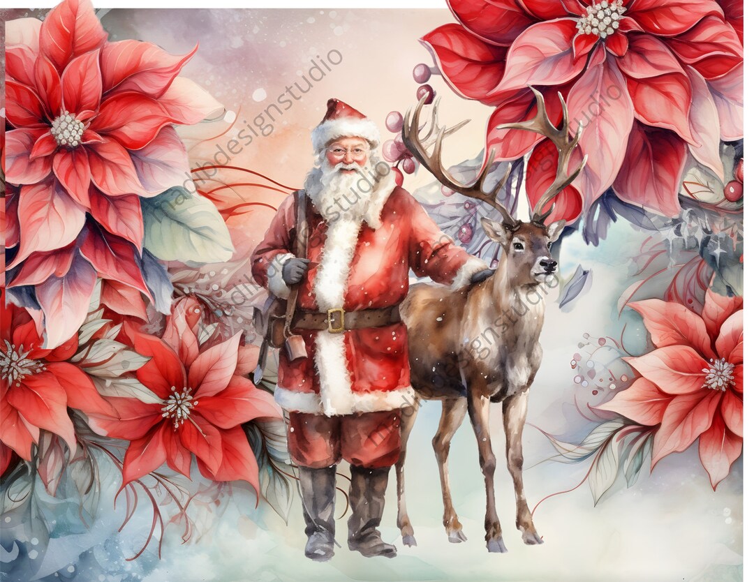 Christmas Santa Printable, Digital Print, Instant Download, Christmas ...