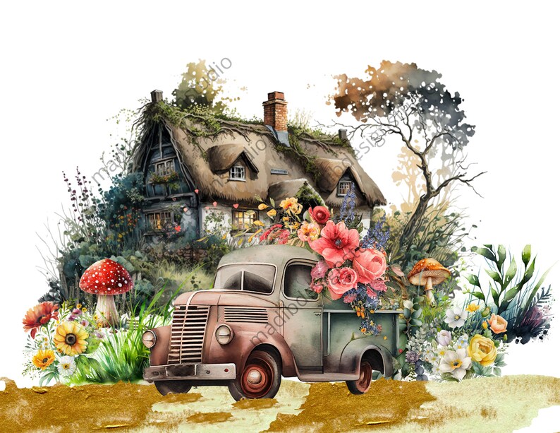 Spring Pick up Truck Printable Clipart Truck for Crafters - Etsy