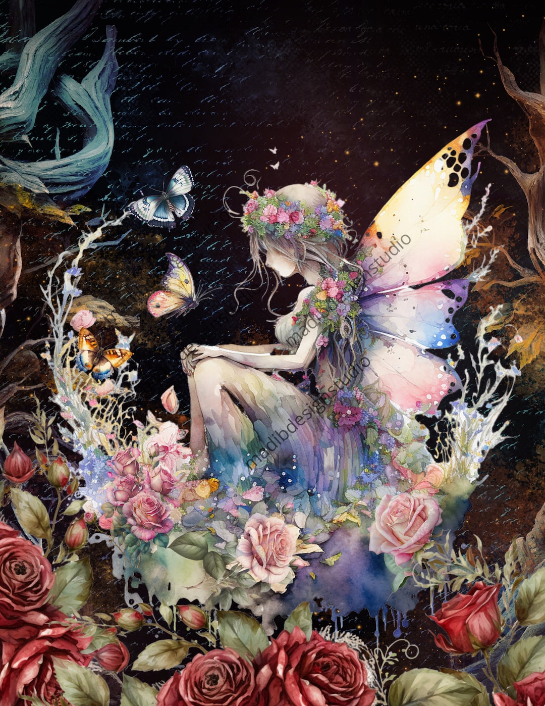 Fairy Decoupage Printable, Fairy Png File, Fairy Clipart, Clipart for ...