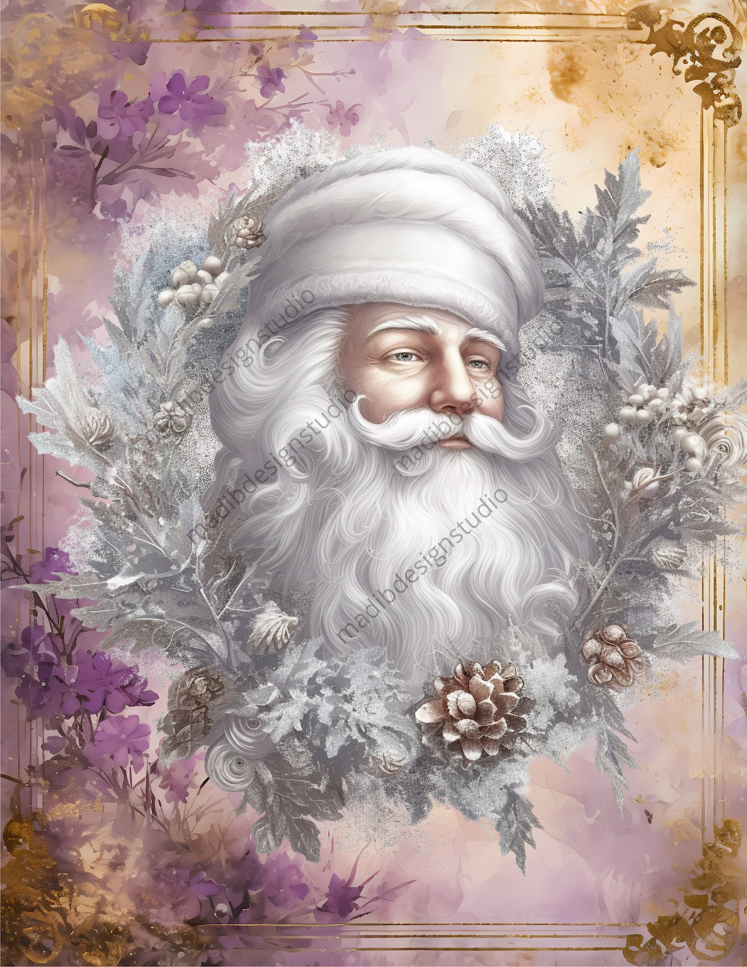 Shabby Pink Santa Christmas Decoupage Christmas Rice Paper - Etsy