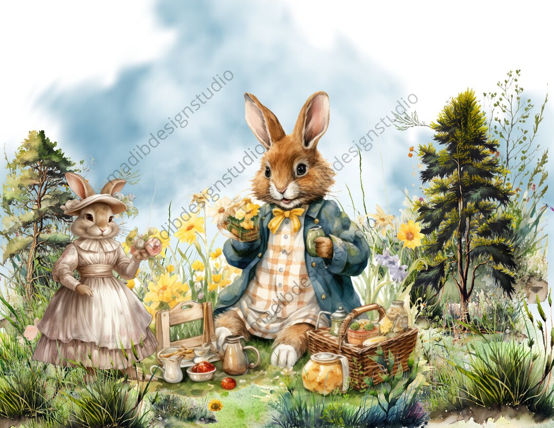 Easter Digital Download, Instant Download Rabbits, Spring Digital ...