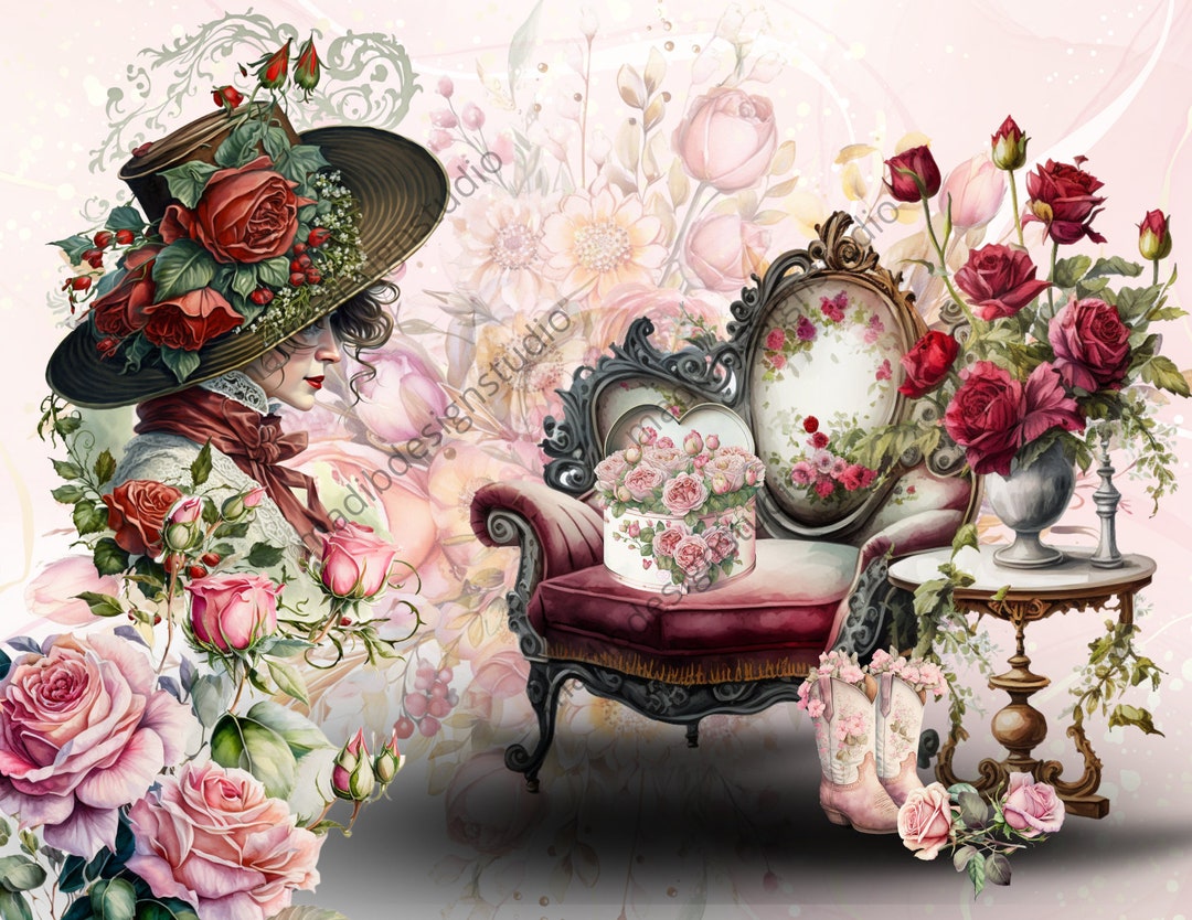 Victorian Decoupage Printable, Victorian Png File, Victorian Clipart ...