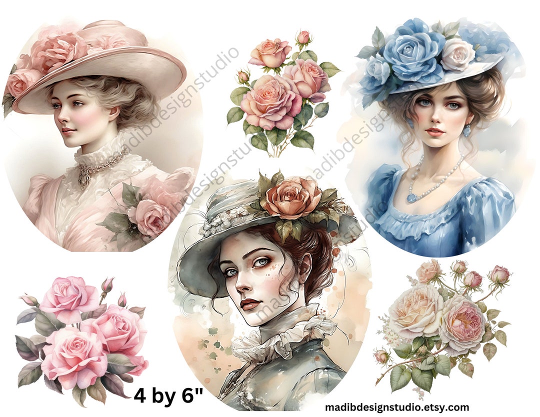 Victorian Lady Decoupage Printable, Instant Download, Victorian Png ...