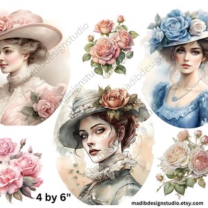 Victorian Lady Decoupage Printable, Instant Download, Victorian Png ...