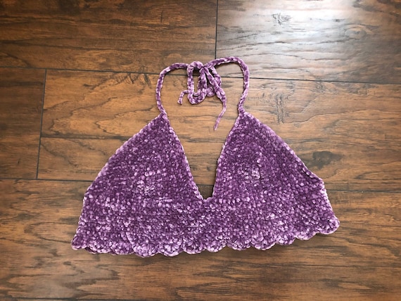 Purple Velvet Bralette | Etsy
