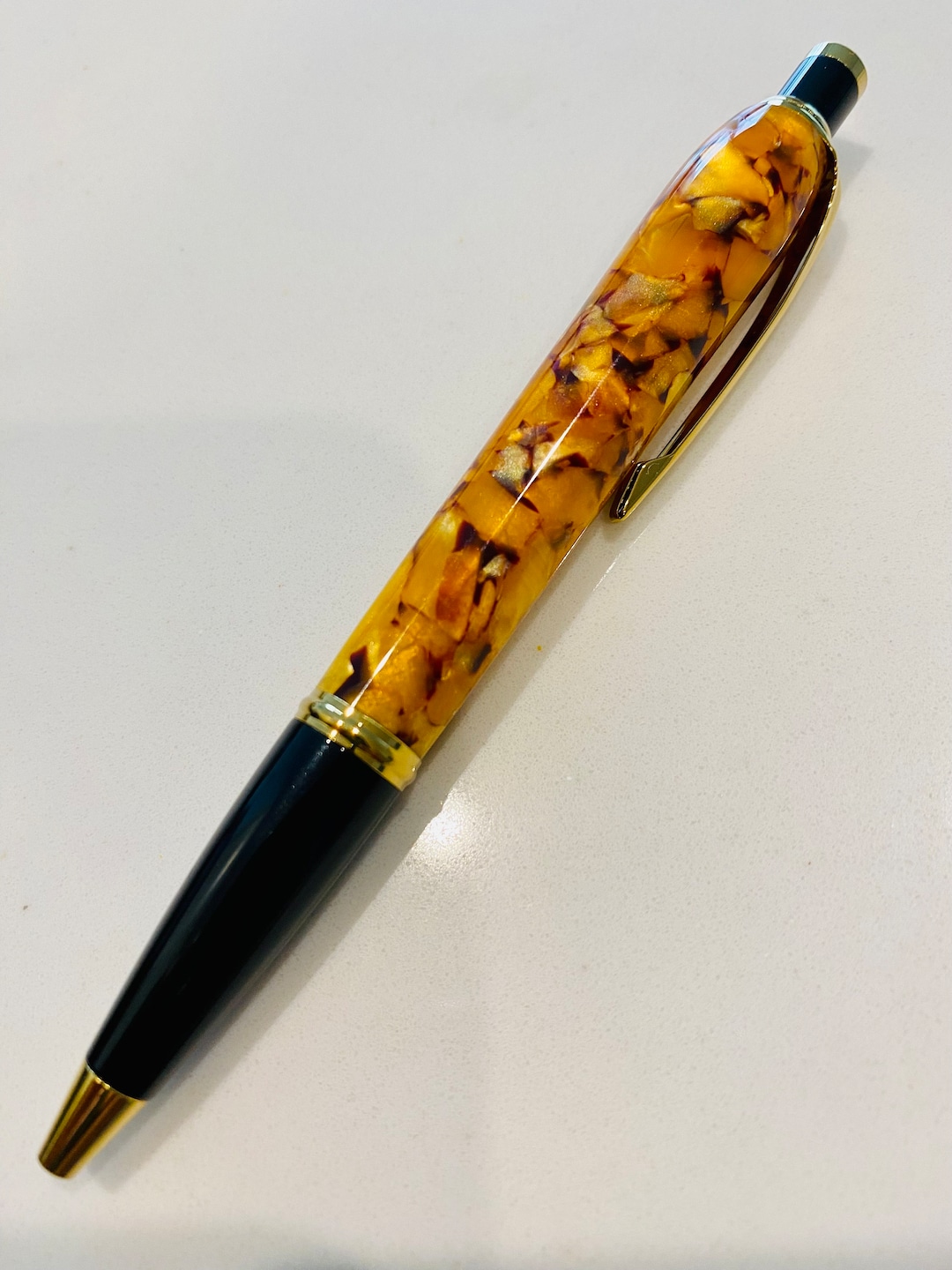 Marble Poly Resin Compson Click Ballpoint Pen - Etsy