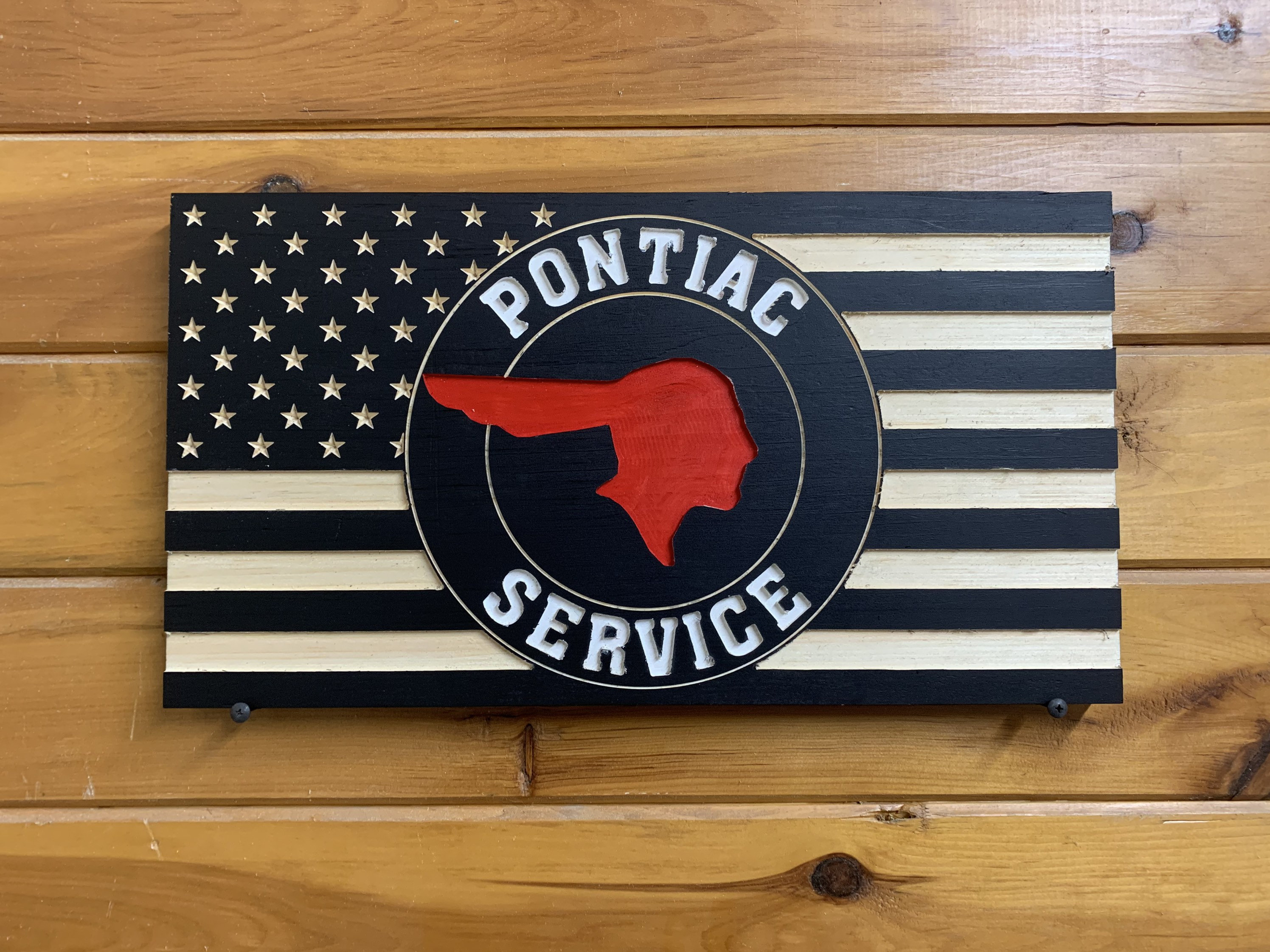 Engraved Pontiac Service American Flag - Etsy