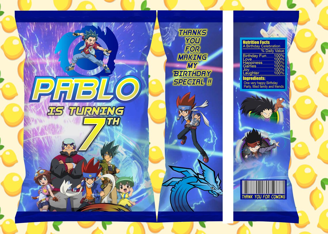 BEYBLADE Chips Bag, Beyblade Birthday, Party Beyblade, Birthday Party ...