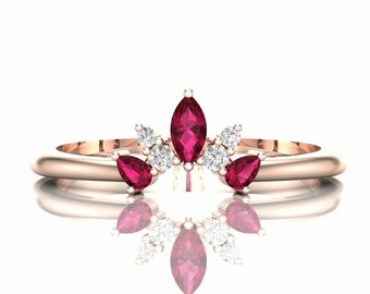 Ruby Gold Wedding Band - Etsy