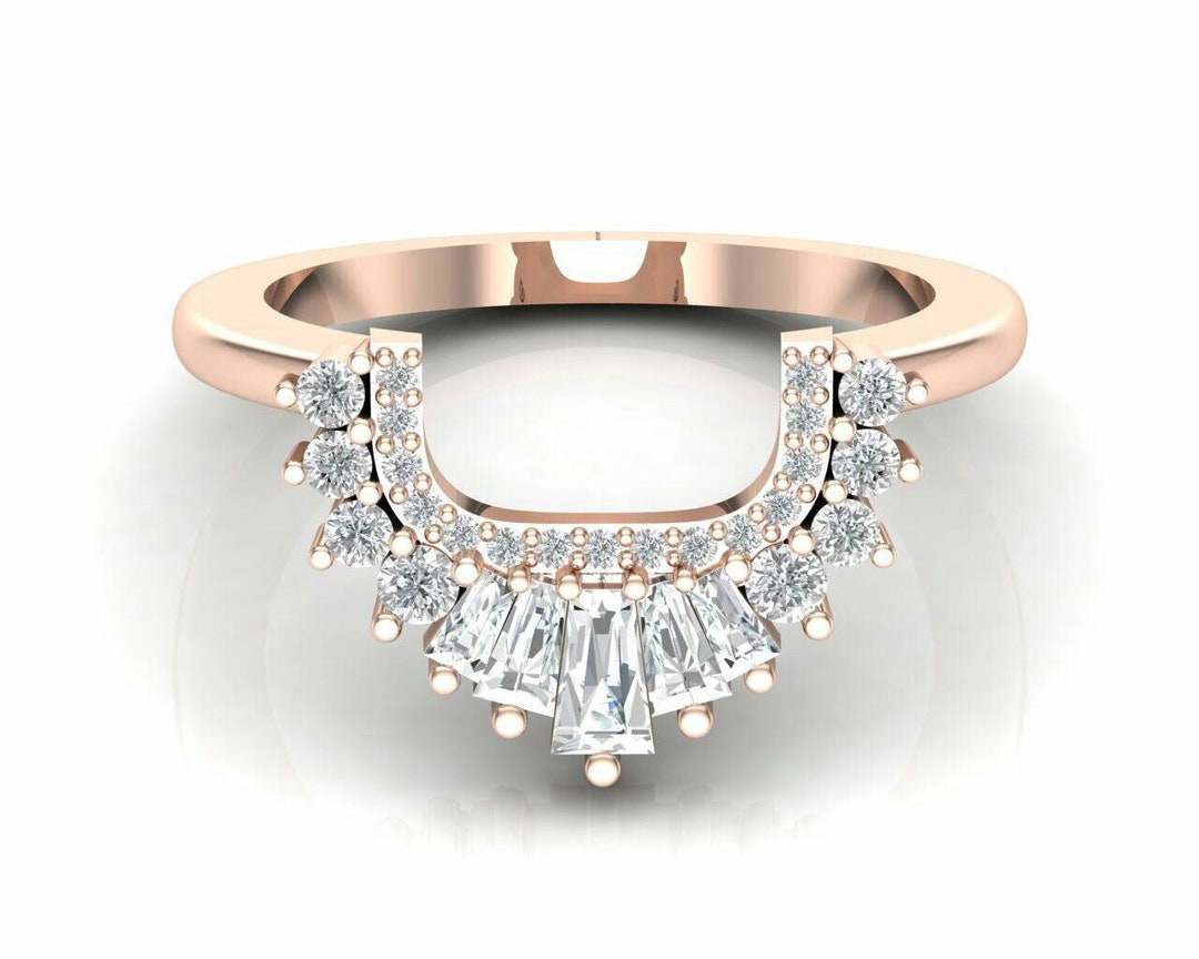 Curved Wedding Ring, Sterling Silver Curved Ring, Dainty Engagement ...