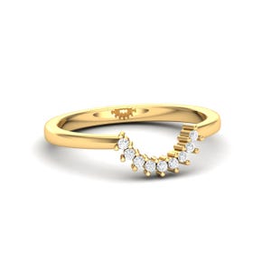 Curved Wedding Ring,14k Solid Gold Curved Engagement Ring,dainty Matching Band for Women ...