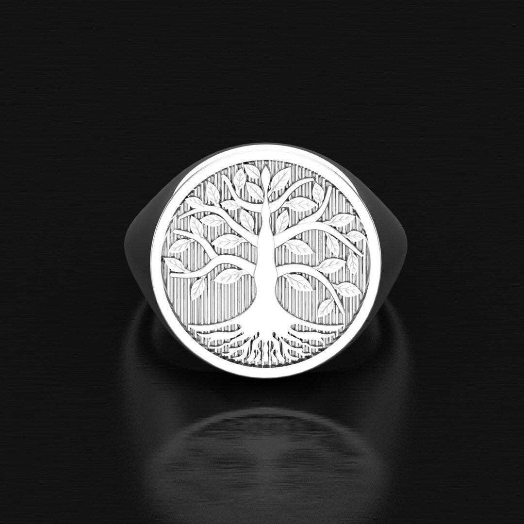 Tree of Life Signet Ring: Yggdrasil Sterling Silver Norse Jewelry - Etsy