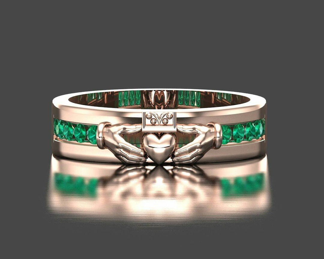 Emrald Claddagh Wedding Ring Antique Ring Heart Shape Green Gemstone ...