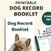Printable Dog Record Booklet Digital Download Dog Tracker - Etsy