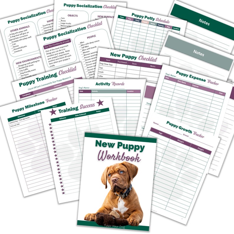 Printable New Puppy Workbook and Tracking Charts | Instant Download | 8 ...