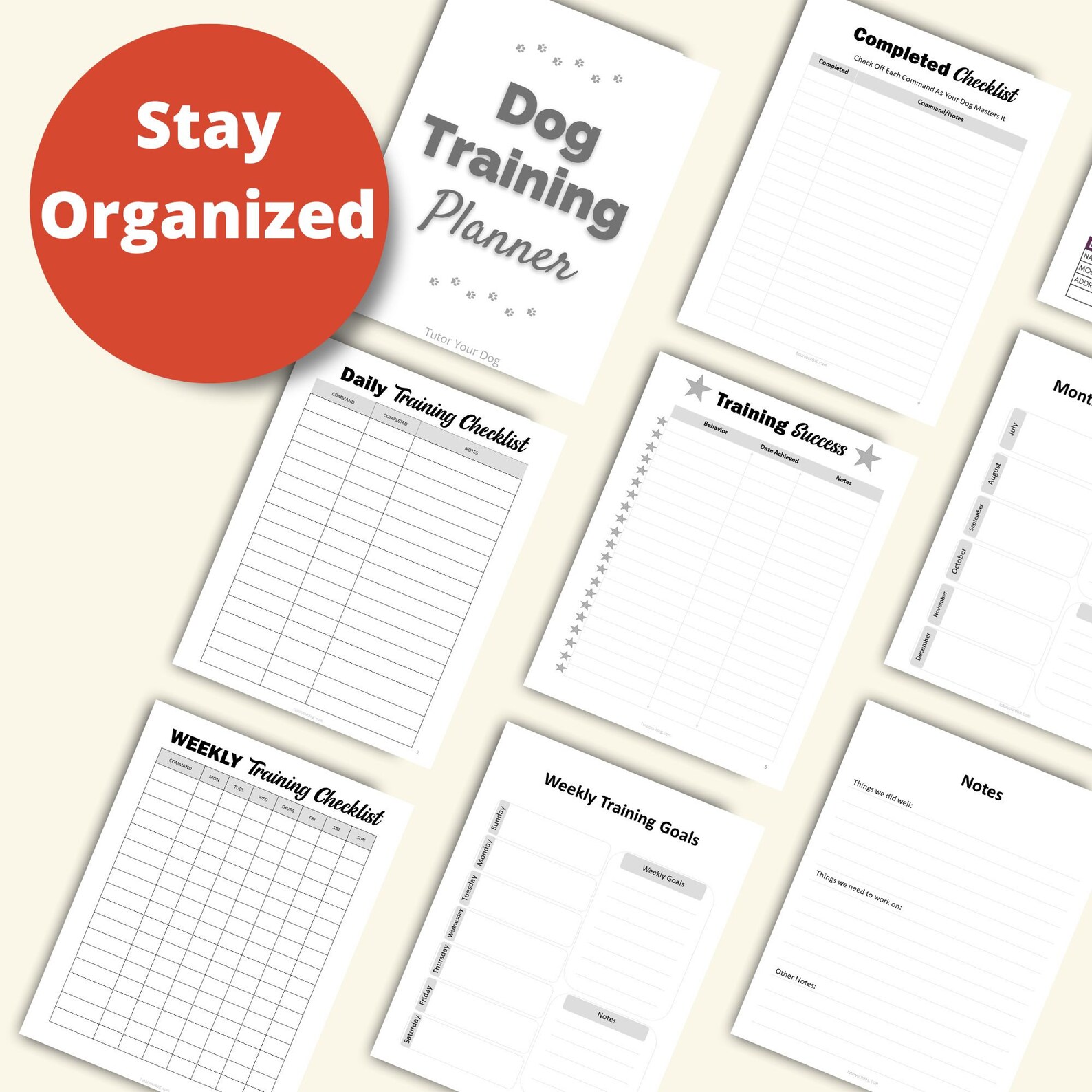 Printable Dog Training Planner | Dog Training Tracking Chart | Dog ...