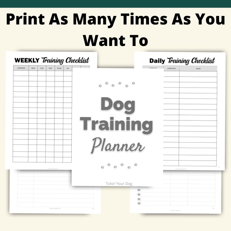 Printable Dog Training Planner | Dog Training Tracking Chart | Dog ...