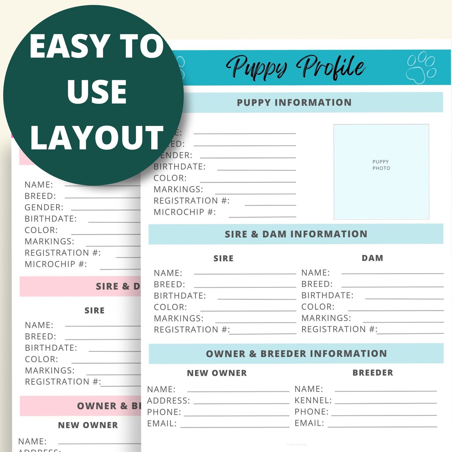 Printable Breeder Puppy Pack | Dog Breeder Records | Dog Breeder Forms ...