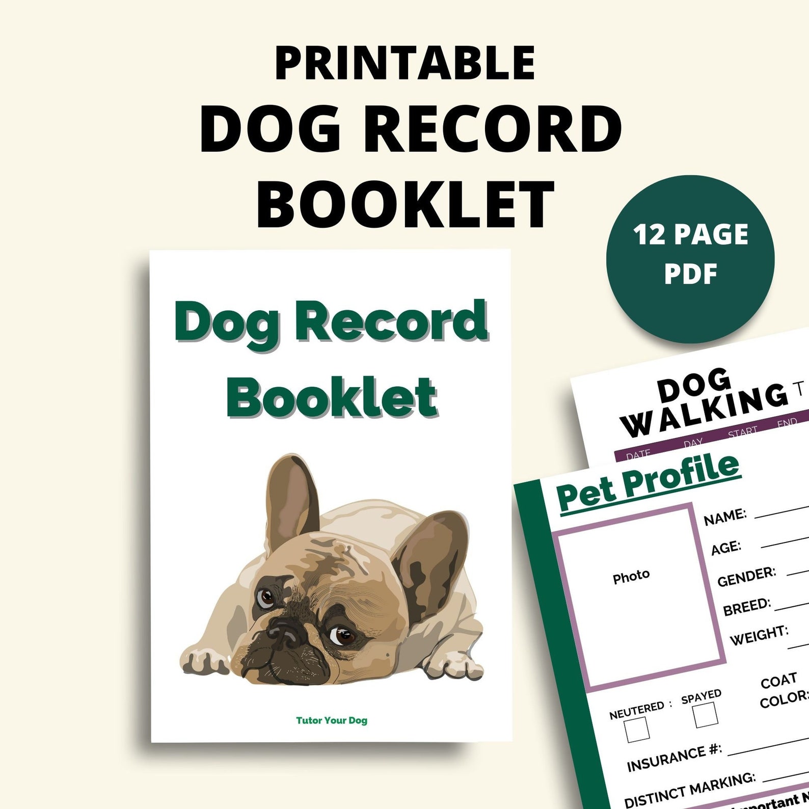 Printable Dog Record Booklet | Digital Download | Dog Tracker| Puppy ...