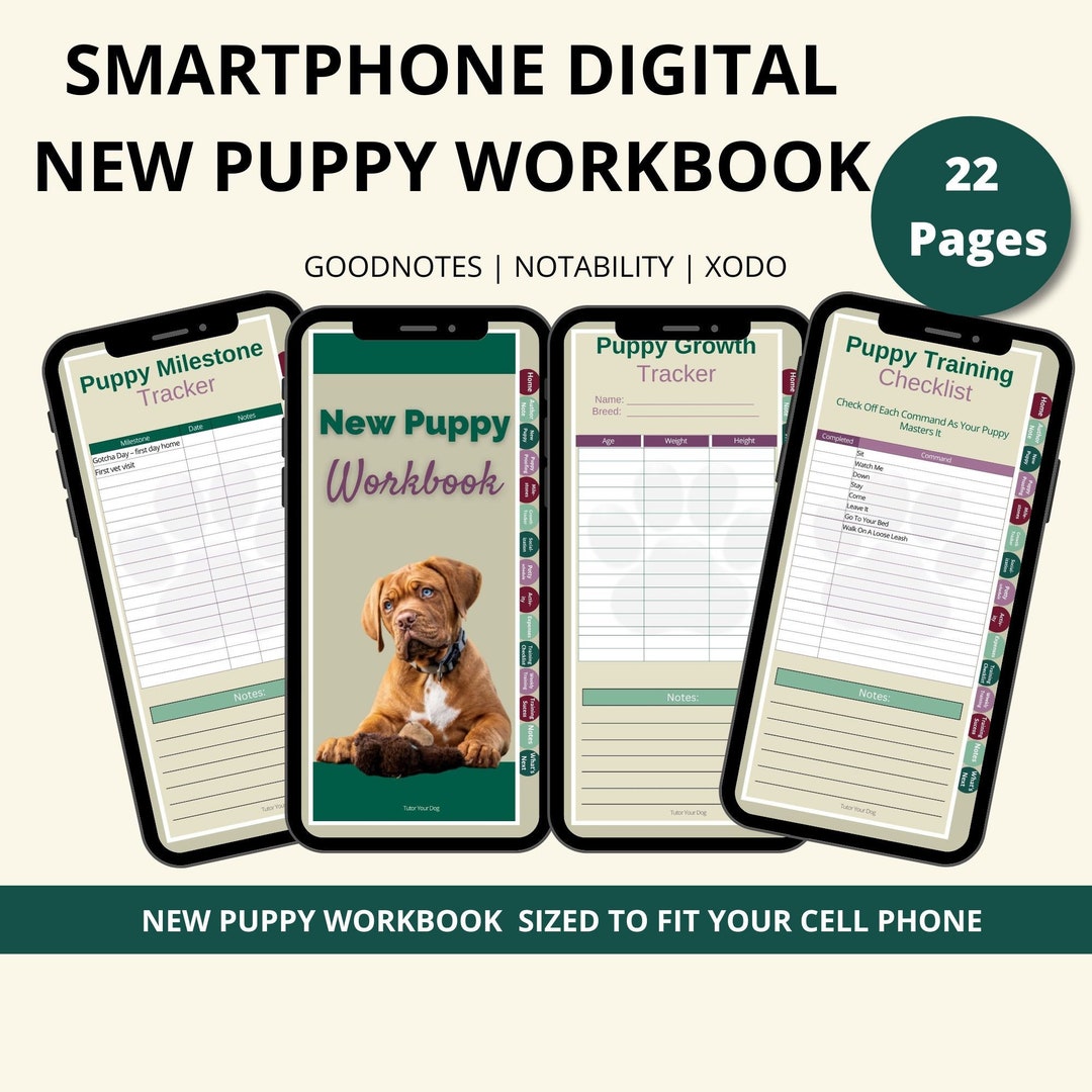 Digital New Puppy Workbook and Tracking Charts for Smartphones ...