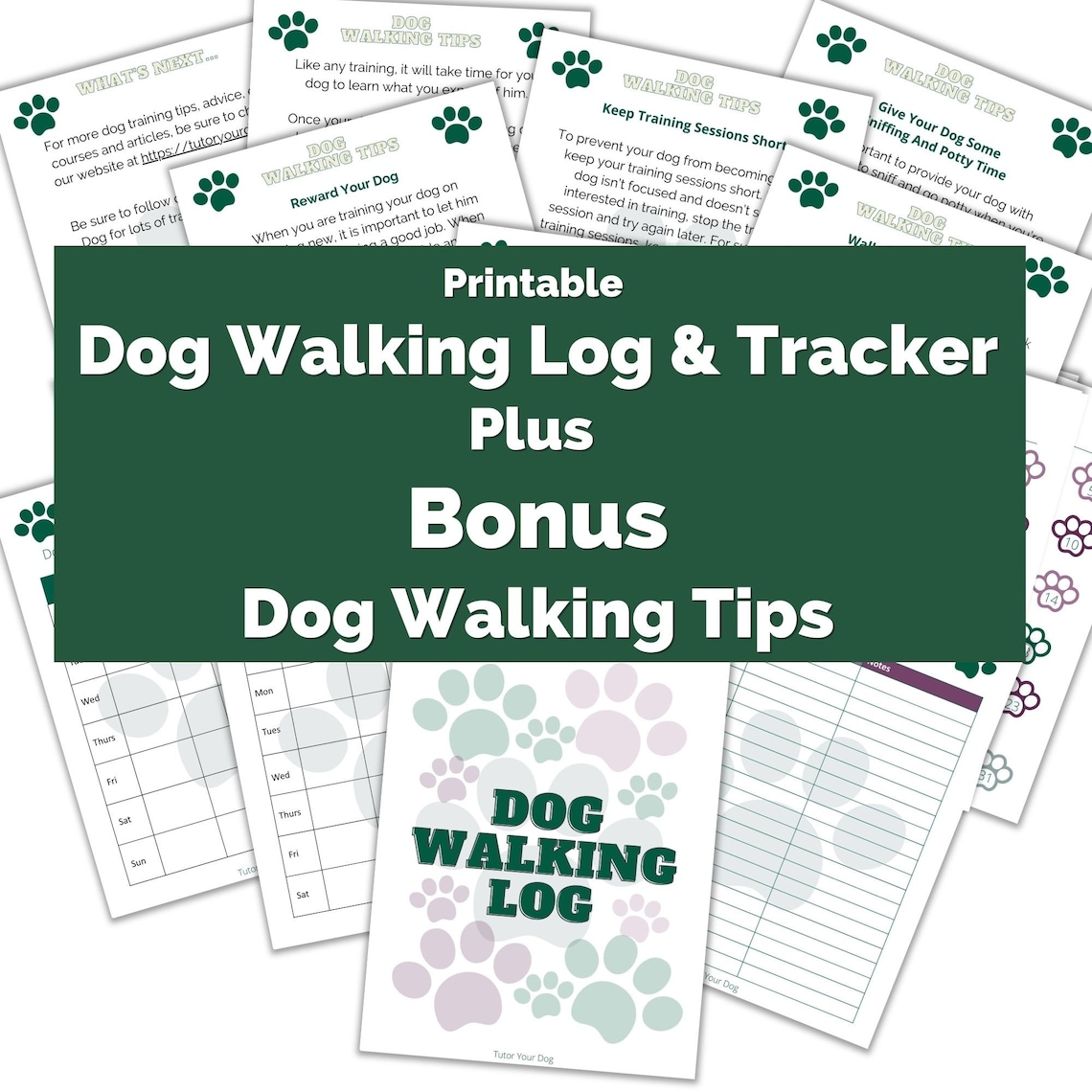 Printable Dog Walking Log | Dog Walking Schedule | Pet Walking Tracker ...
