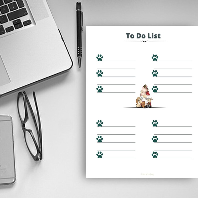 Printable Dog and Gnome Theme to Do List | Instant Download | 8.5x11 ...