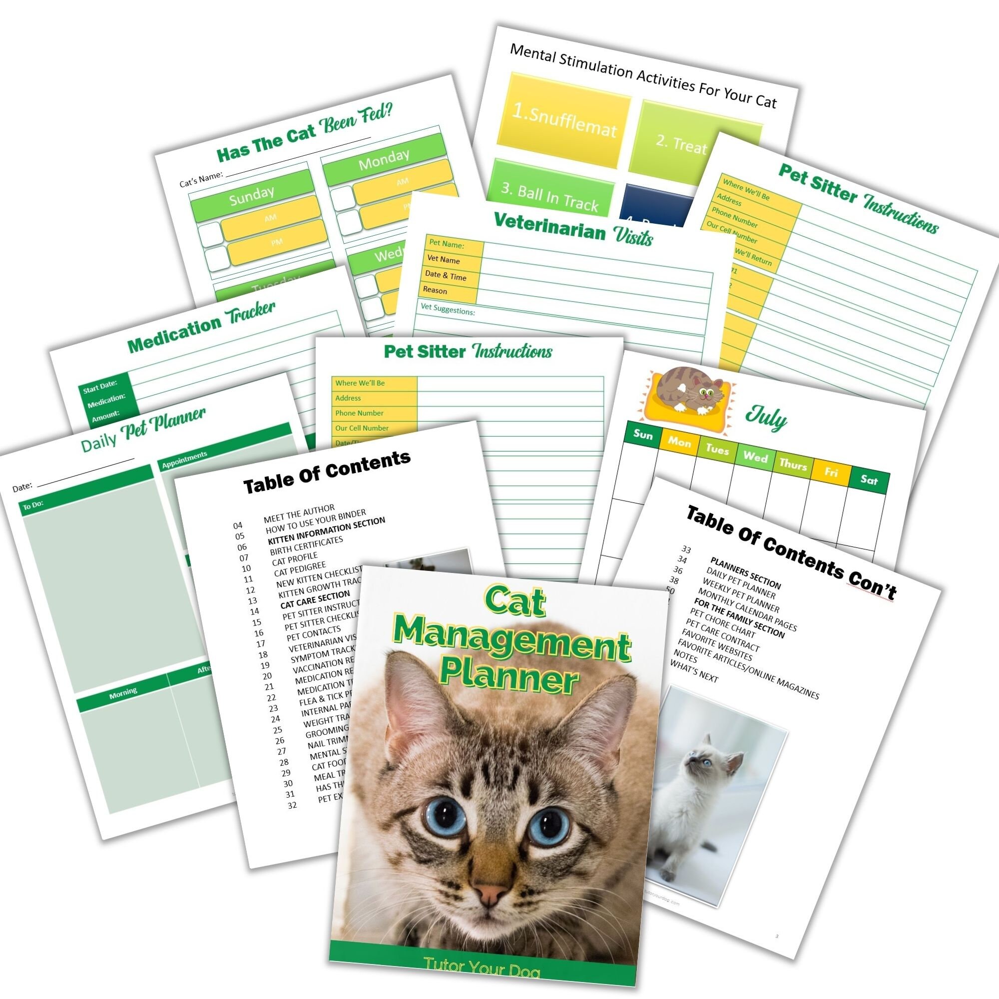 The Complete Cat Care Planner | Digital Download, Cat Tracker ...