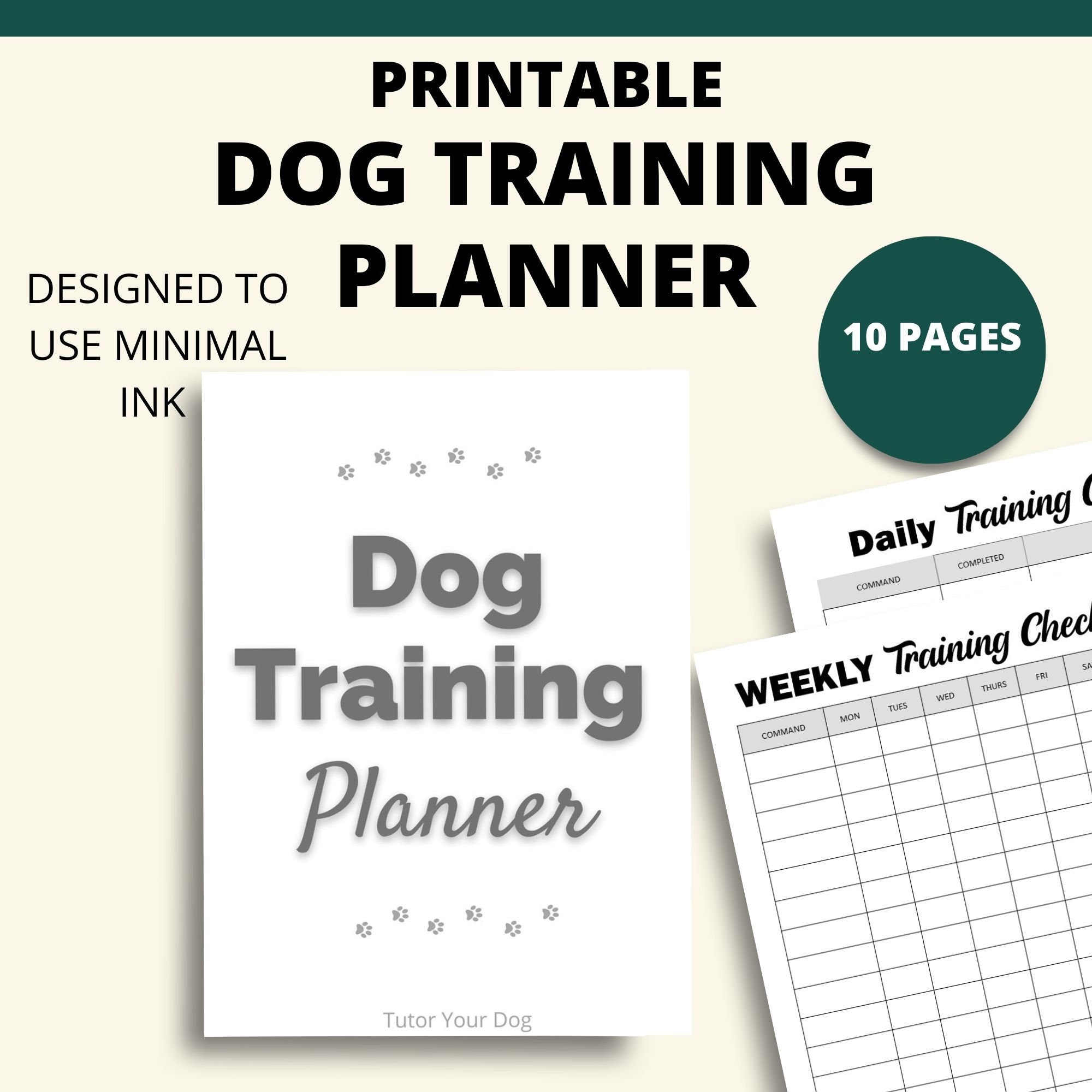 Printable Dog Training Planner | Dog Training Tracking Chart | Dog ...