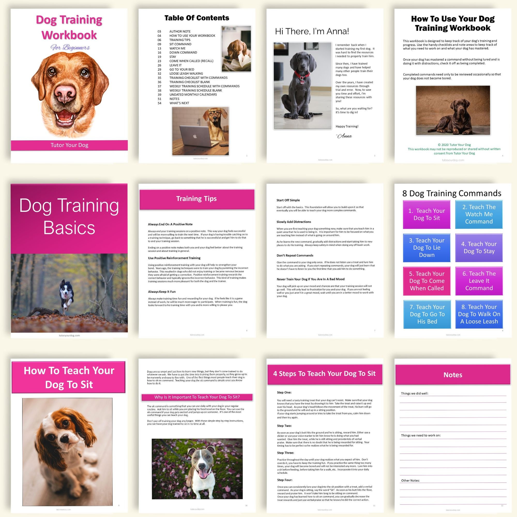 Printable Dog Training Planner Workbook Dog Tracking Chart - Etsy
