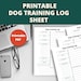 Printable Dog Training Log Sheet | Instant Download | 8.5x11 PDF| Dog ...