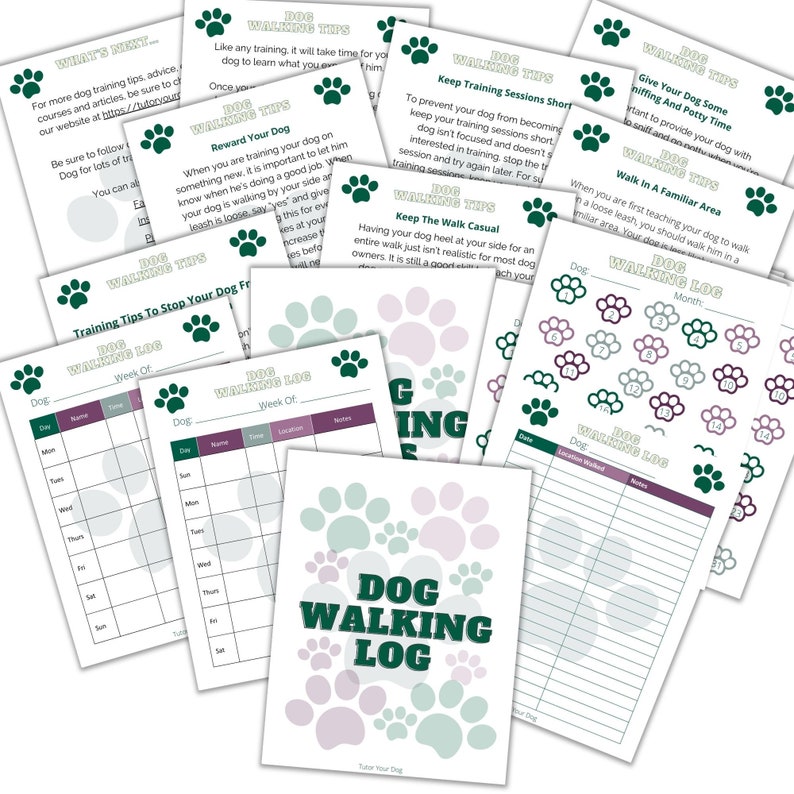 Printable Dog Walking Log | Dog Walking Schedule | Pet Walking Tracker ...