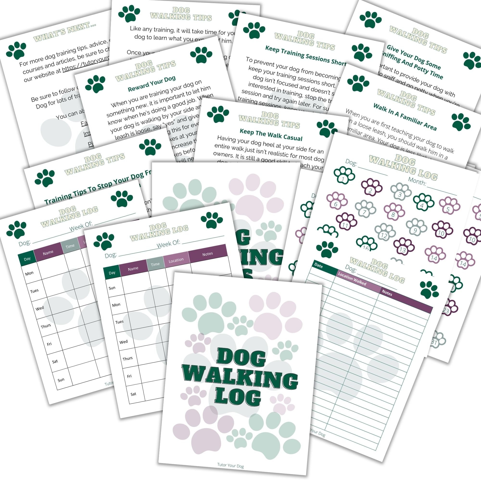 Printable Dog Walking Log | Dog Walking Schedule | Pet Walking Tracker ...