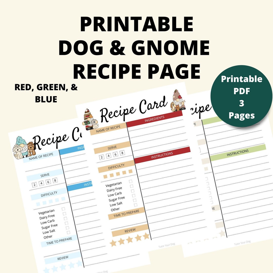 Printable Recipe Card | Blank Recipe Page | Home Cook Book | Recipe ...