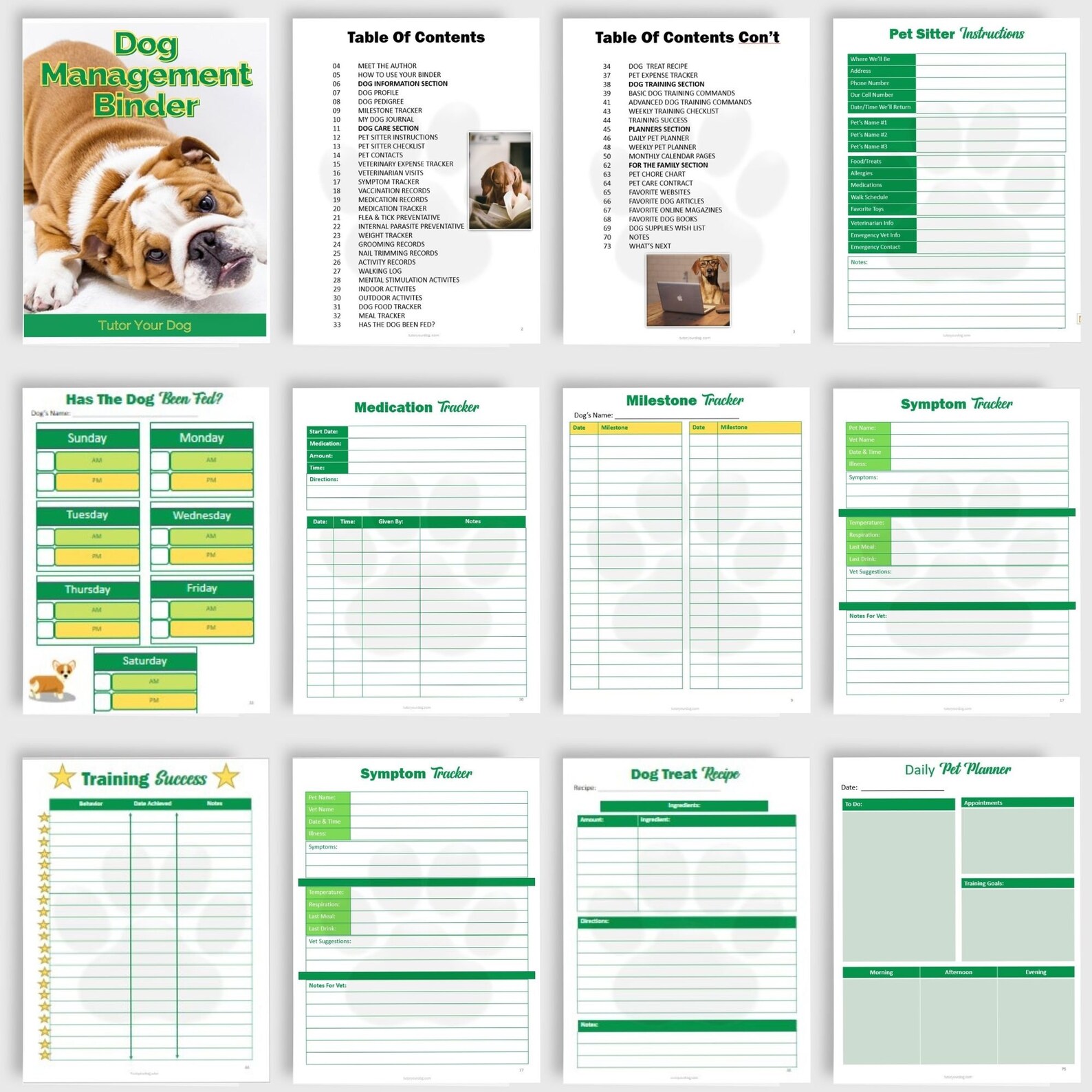 The Complete Dog Planner Digital Download, Dog Tracker, Checklist ...