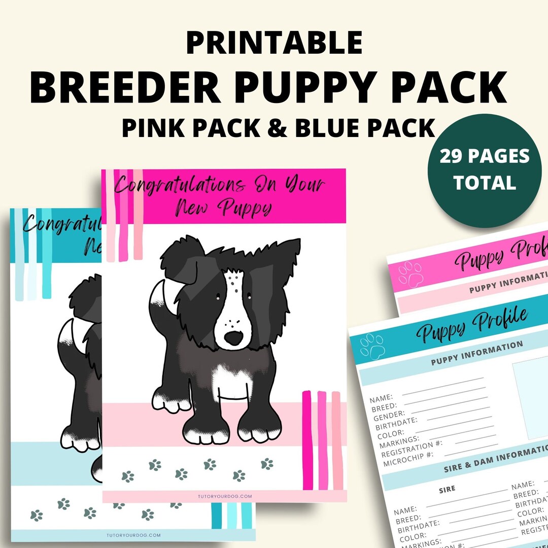 Printable Breeder Puppy Pack | Dog Breeder Records | Dog Breeder Forms ...