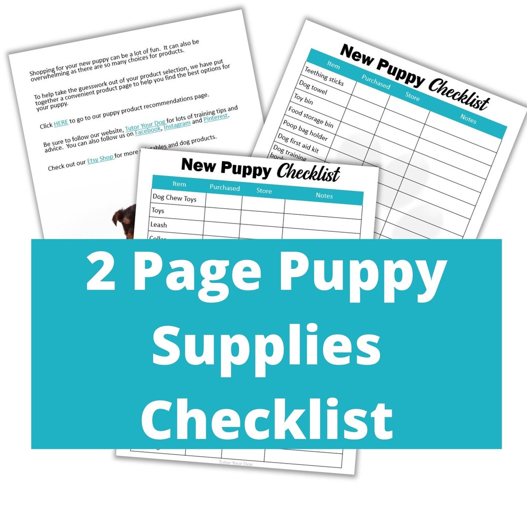New Puppy Shopping Checklist Printable Pet Checklist New Pet Checklist