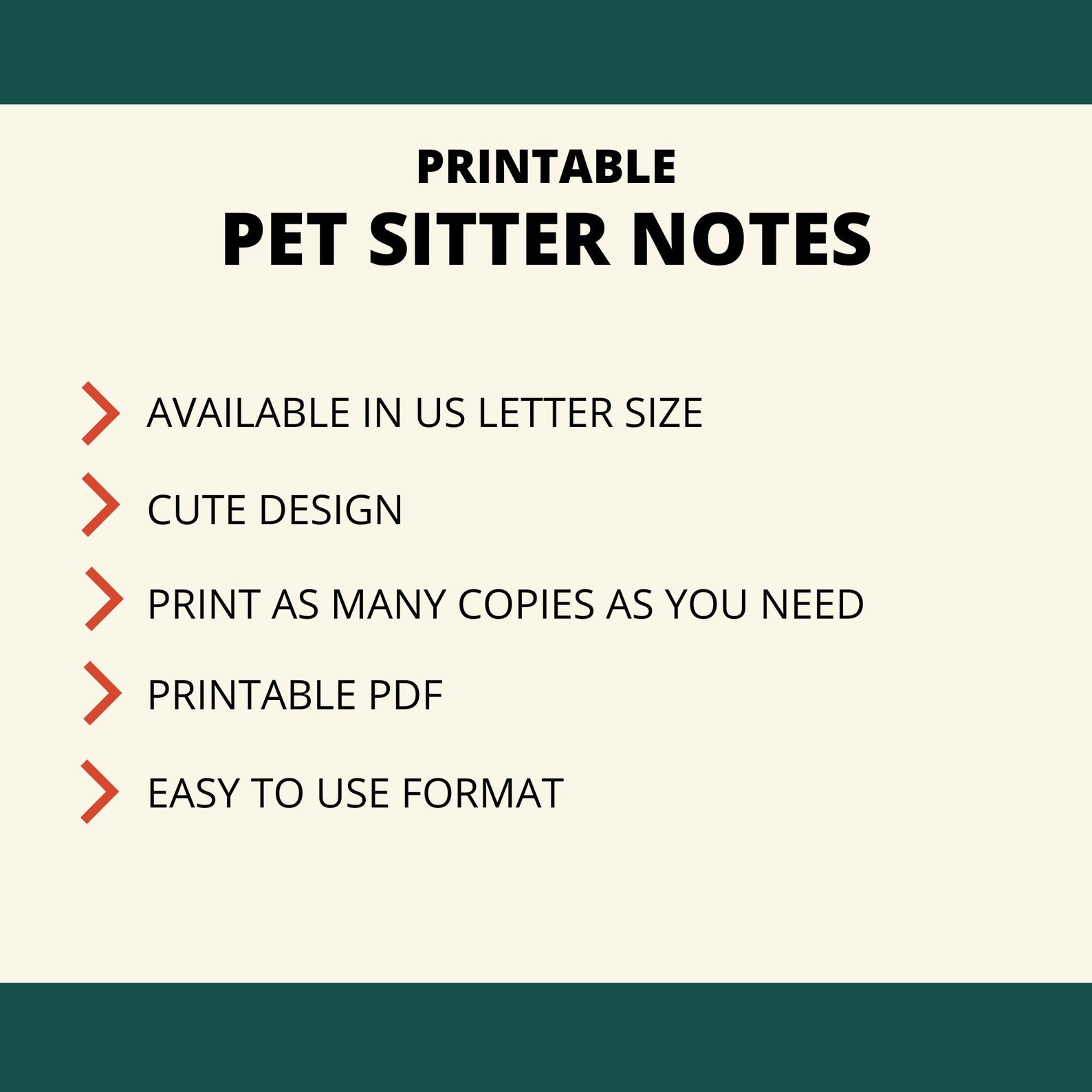 Printable Pet Sitter Notes | Instant Download | 8.5x11 PDF| Dog Sitter ...