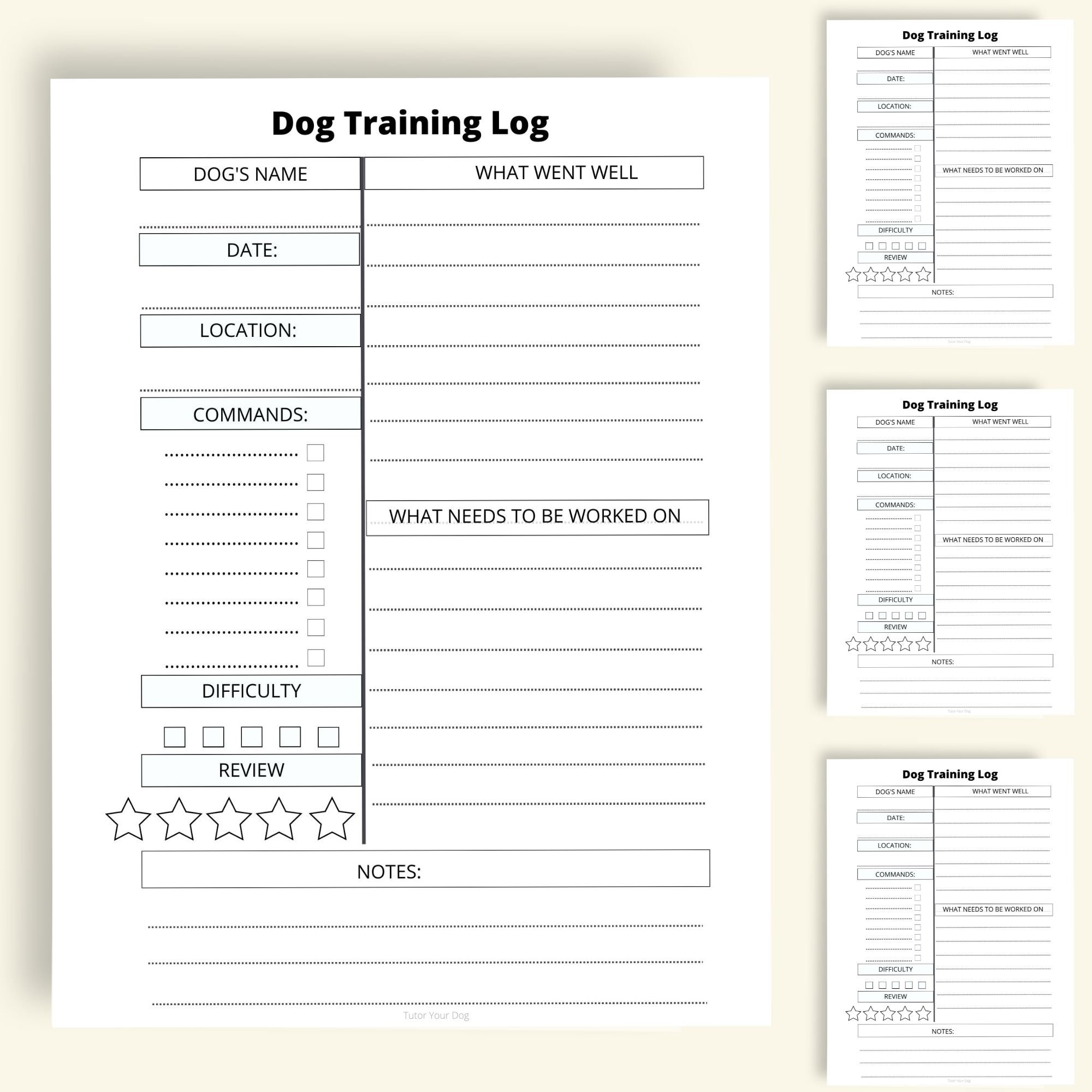Printable Dog Training Log Sheet | Instant Download | 8.5x11 PDF| Dog ...