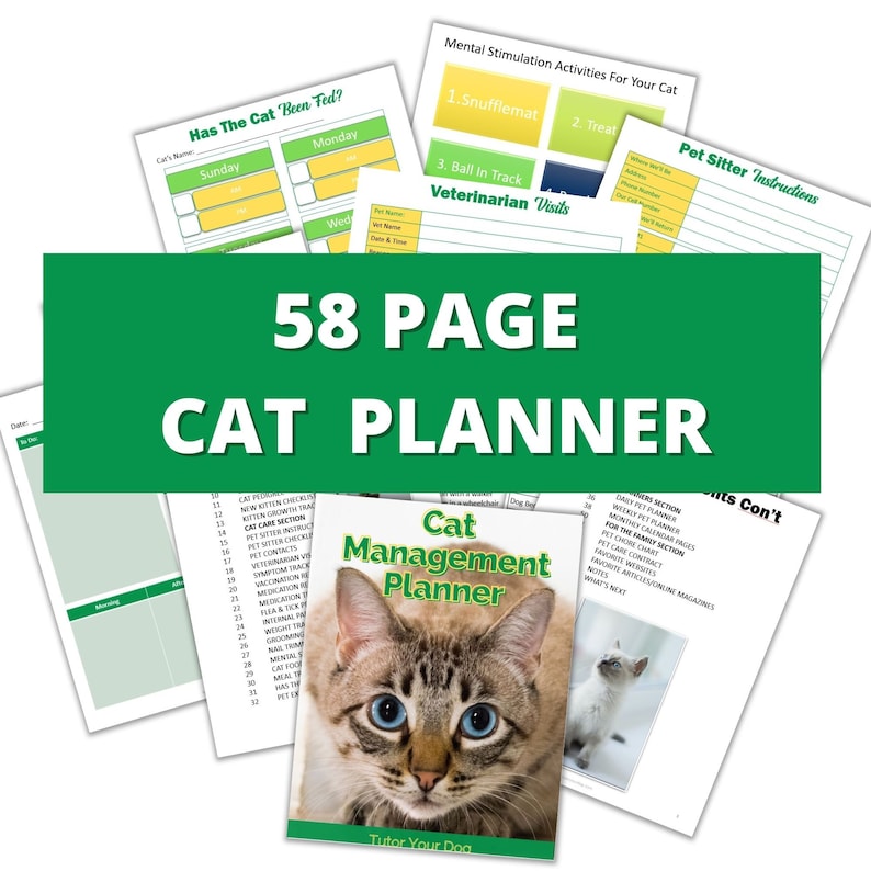 The Complete Cat Care Planner Digital Download, Cat Tracker, Checklist ...