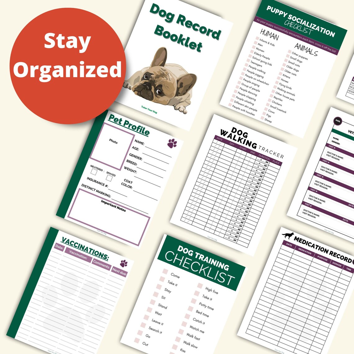 Printable Dog Record Booklet Digital Download Dog Tracker - Etsy