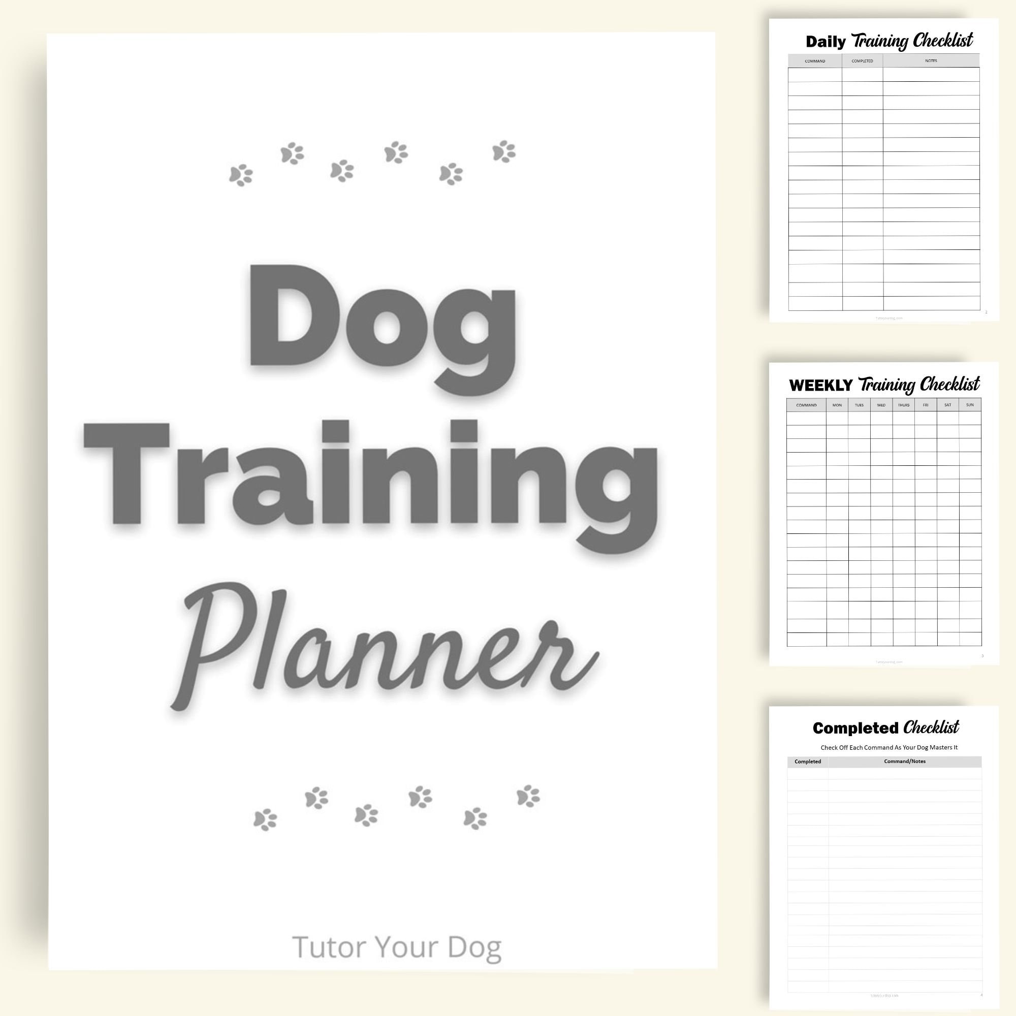 Printable Dog Training Planner Dog Training Tracking Chart Dog Training ...