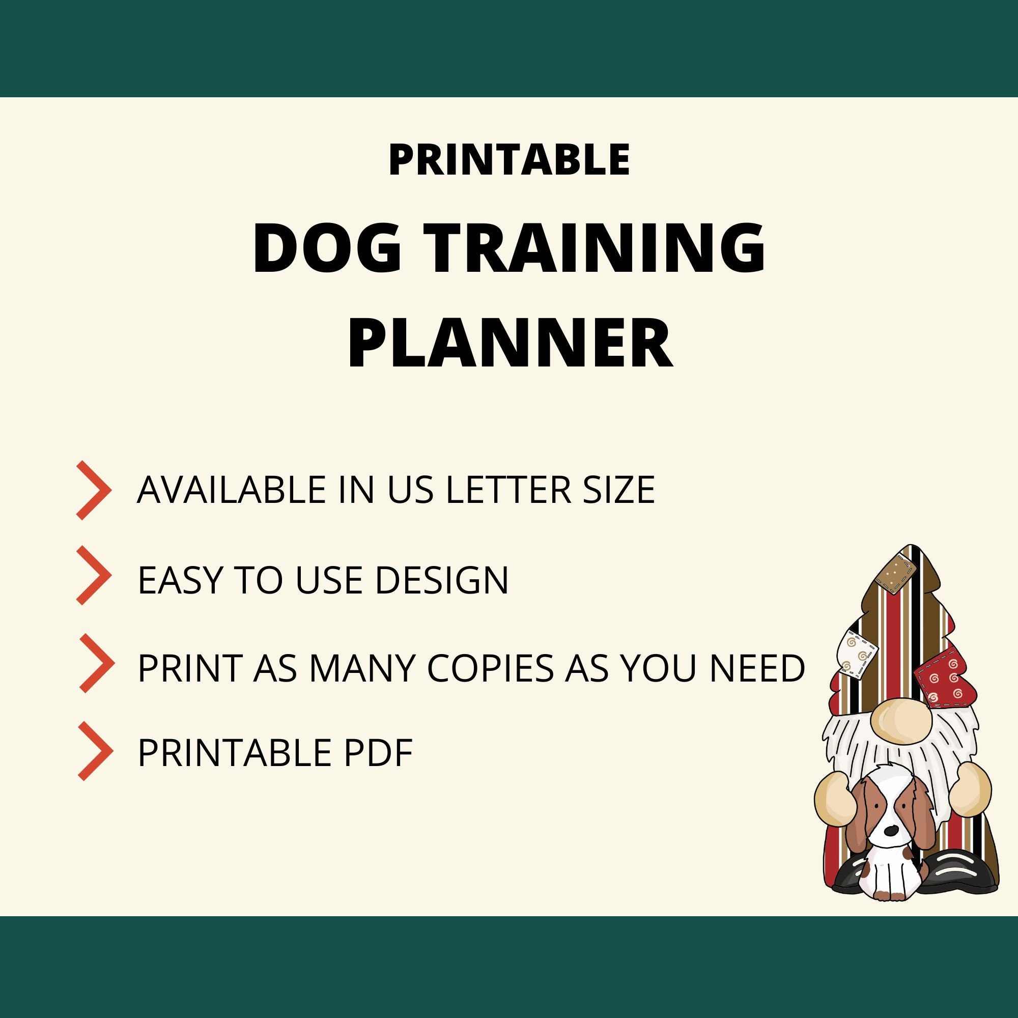 Printable Dog Training Planner Dog Training Tracking Chart Dog Training ...