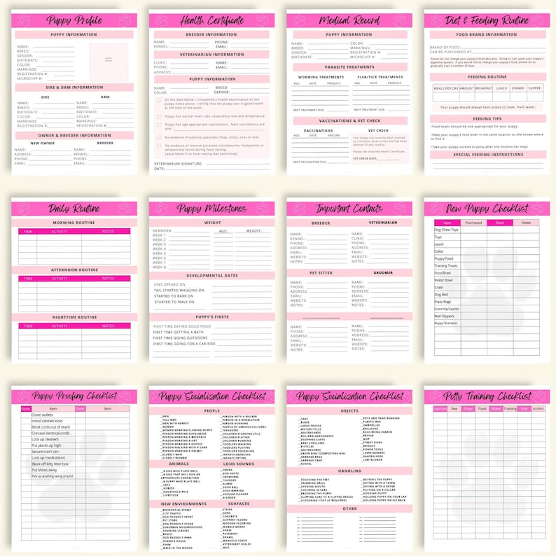 Printable Breeder Puppy Pack | Dog Breeder Records | Dog Breeder Forms ...
