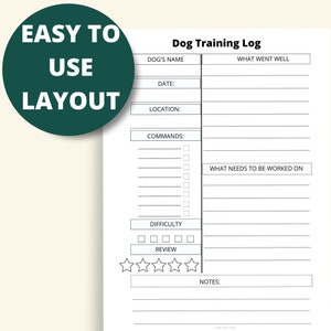 Printable Dog Training Log Sheet | Instant Download | 8.5x11 PDF| Dog ...
