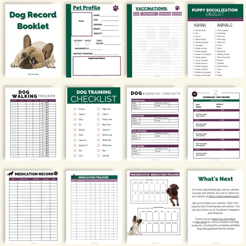 Printable Dog Record Booklet Digital Download Dog Tracker - Etsy